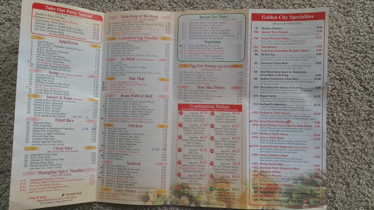 Menu at Golden City Restaurant, London