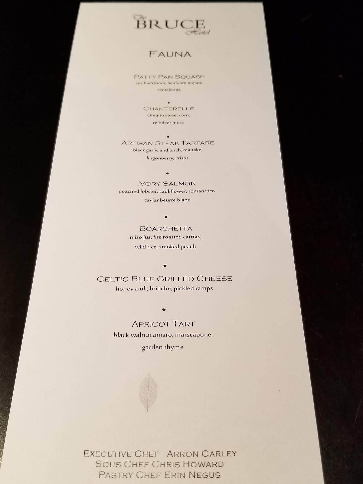 Menu at The Bruce Hotel restaurant, Stratford