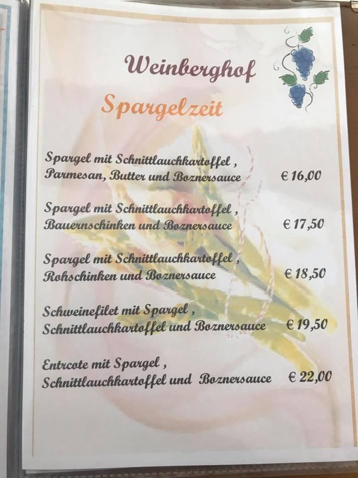 Speisekarte von Weinberghof restaurant, Naturno
