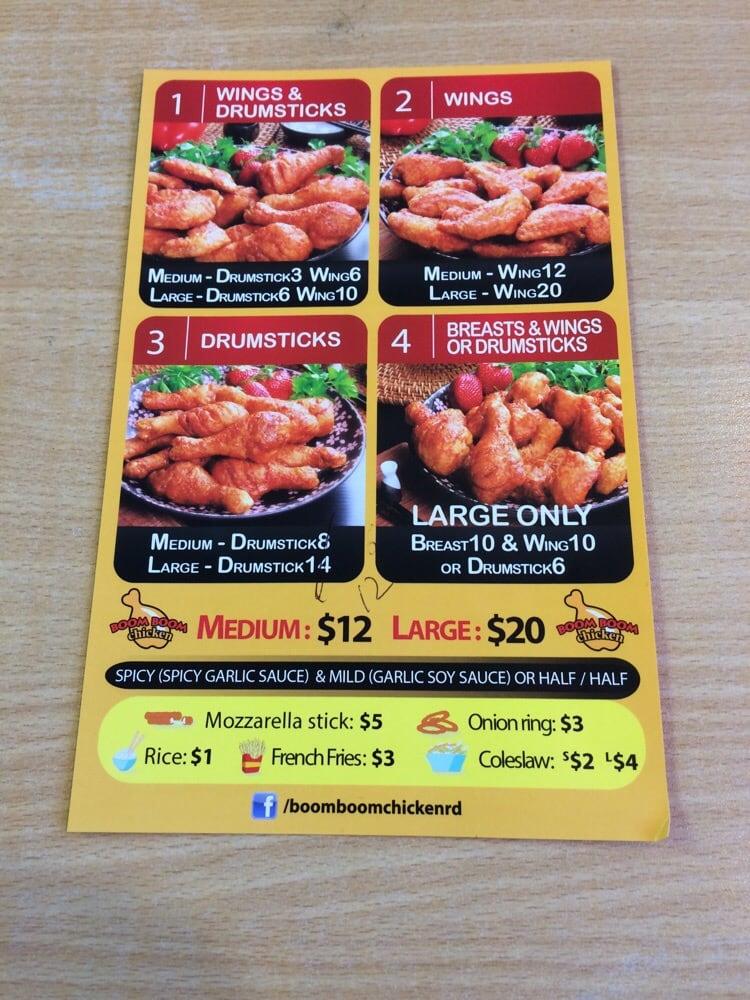 Menu at Boom Boom Chicken restaurant, Rutherford