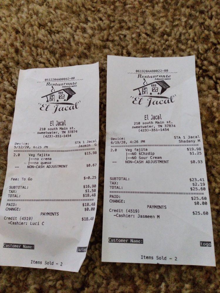 Menu at El Jacal Restaurante Mexicano, Sweetwater, 210 S Main St