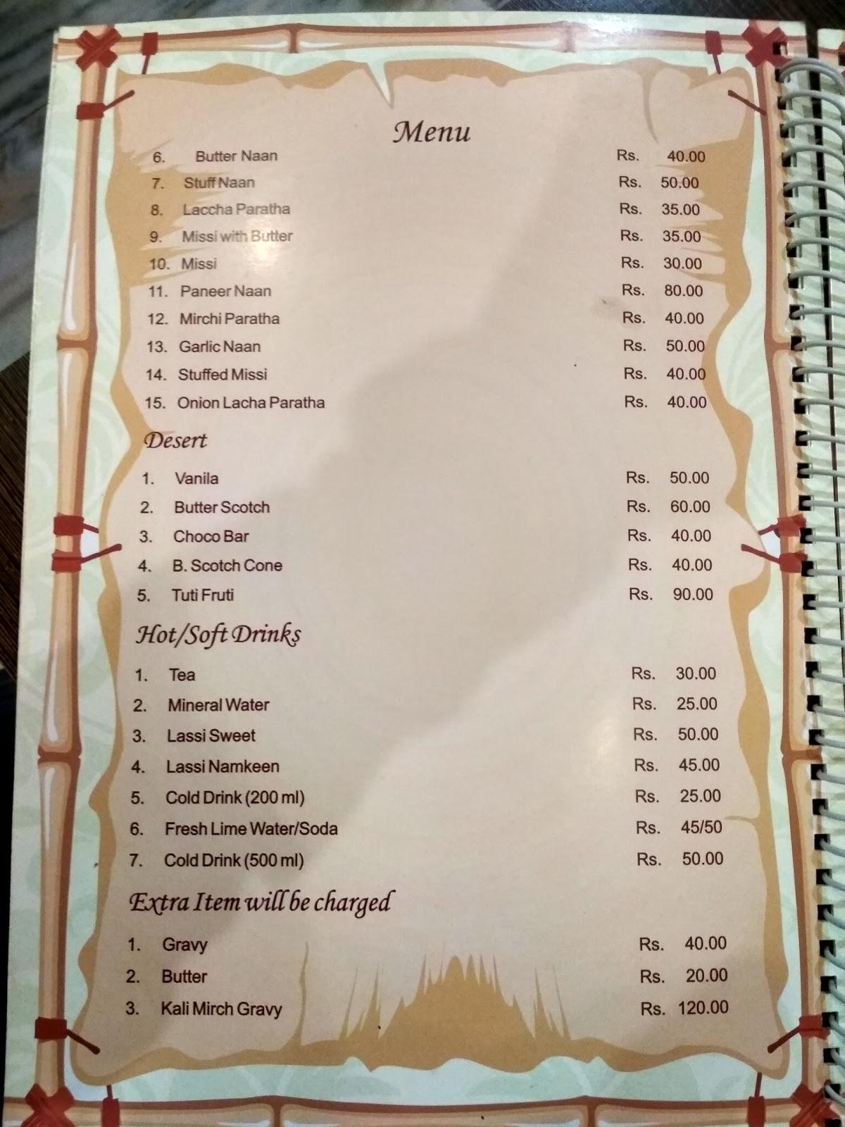 Menu at PINDI RESTAURANT, Bareilly