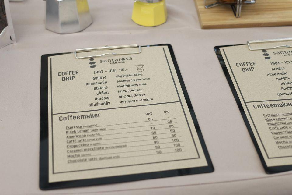 Menu at Santarosa Coffee at ศรีนครินทร์ 40 cafe, Bangkok