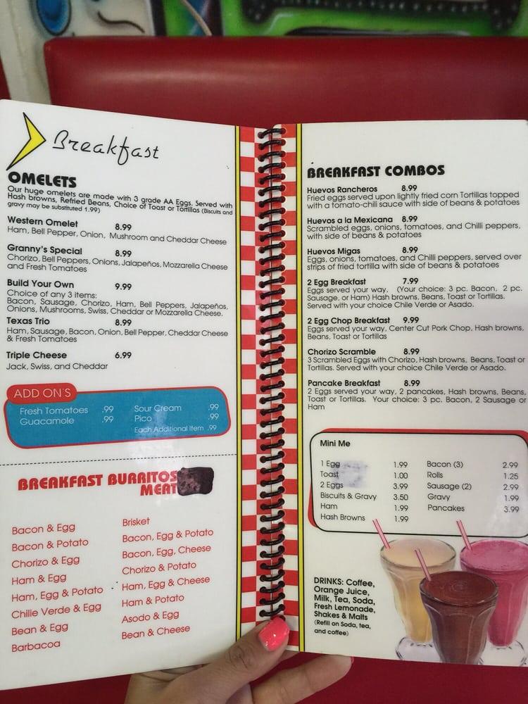 Menu at Addie's Diner restaurant, Midland
