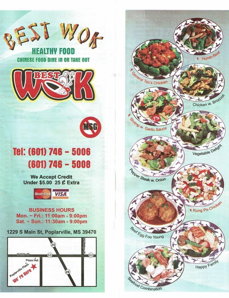 Menu at Best Wok restaurant, Poplarville