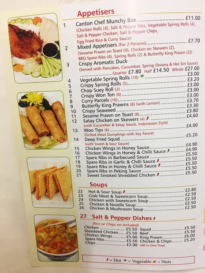 Menu at Canton Chef fast food, Hartlepool