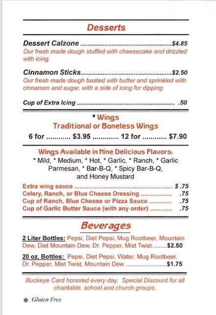 Menu at Colucci's Pizza pizzeria, Jefferson