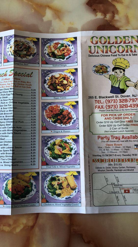 Menu at Golden Unicorn Restaurant, Dover