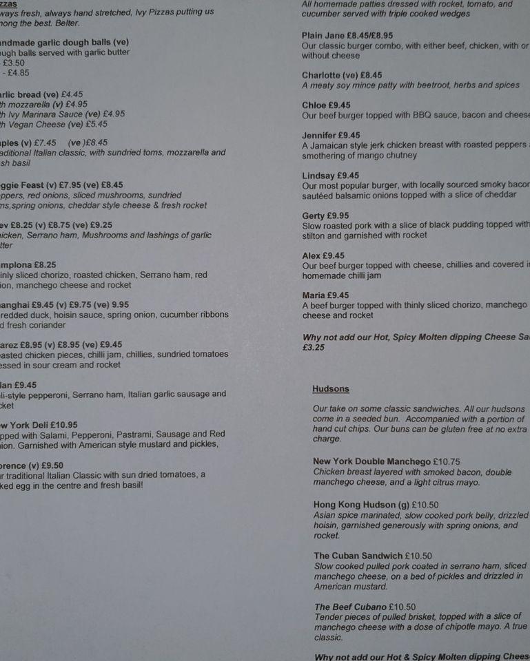 Menu at The Ivy House pub & bar, Sunderland