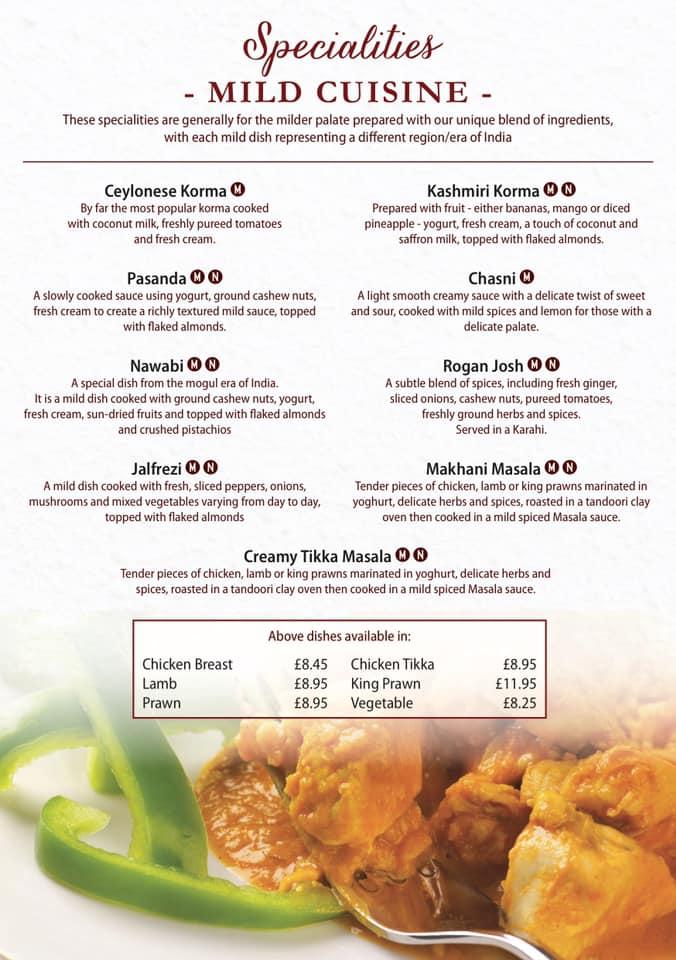Menu at Mr Singhs restaurant, Alloa