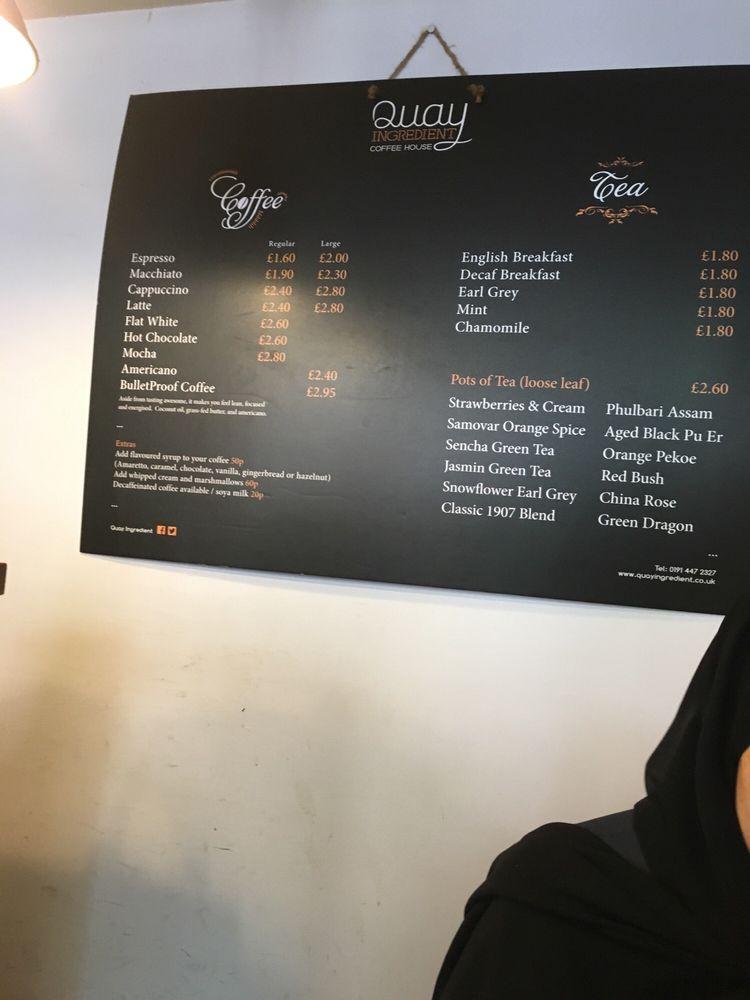 Menu at Quay Ingredient cafe, Newcastle upon Tyne