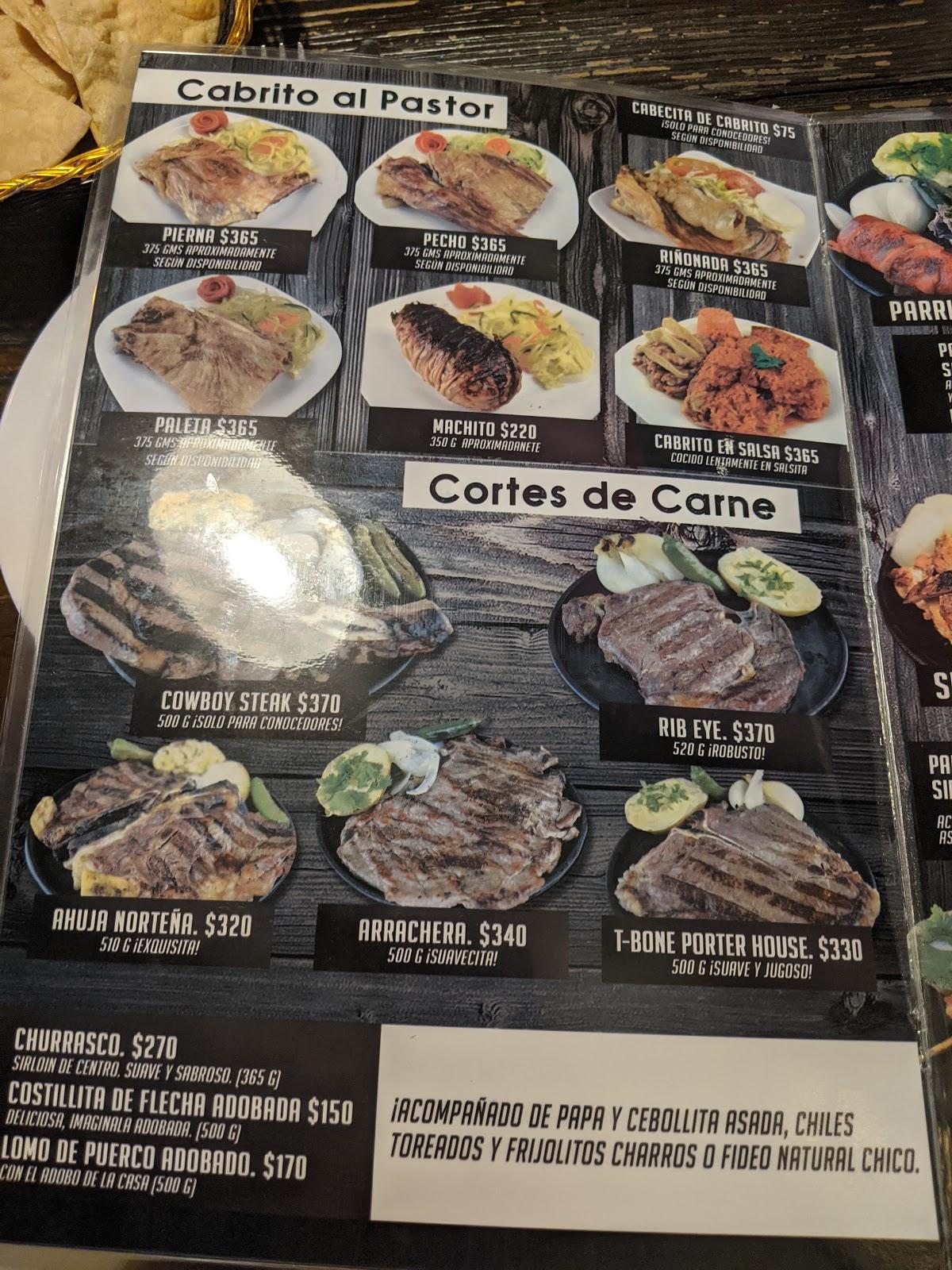 Carta de Restaurant Los Cabritos Alameda, Monterrey, C. Aramberri ...