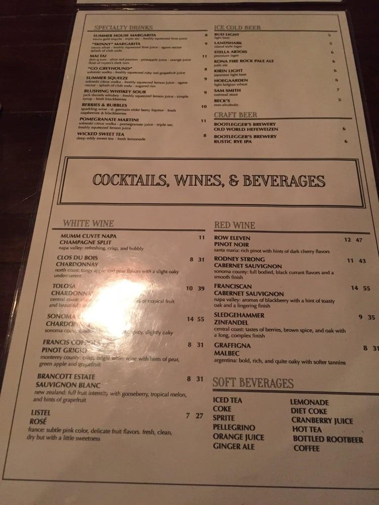 Menu at Summer House pub & bar, Newport Beach