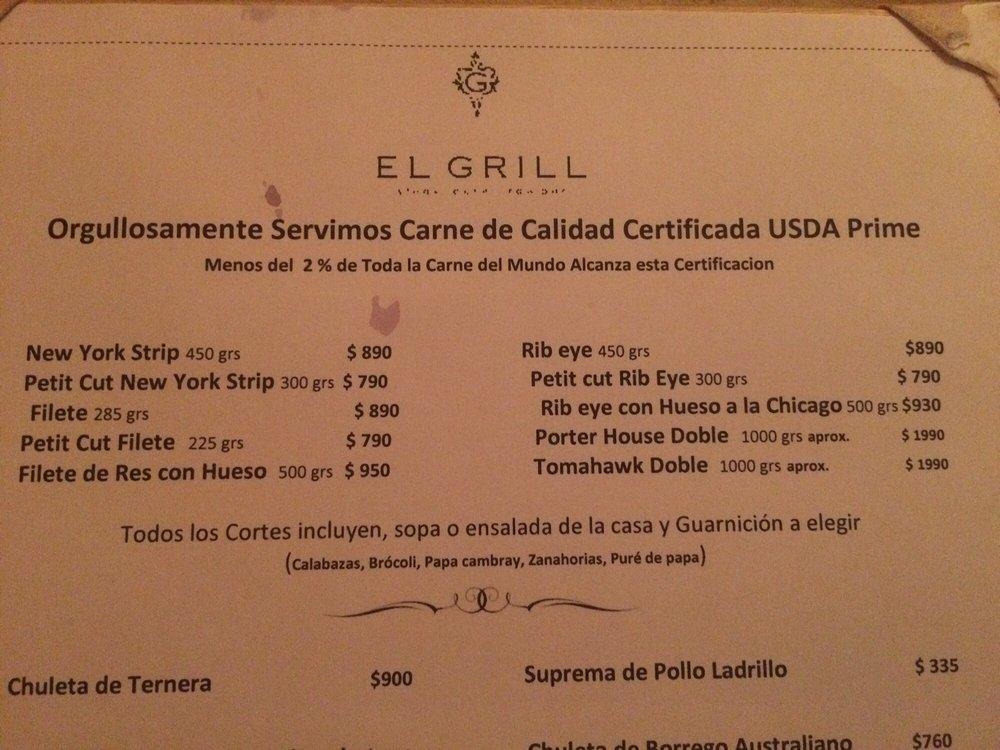 Menu at El Grill Prime Steakhouse Tijuana MX, Tijuana