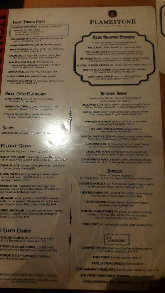 Menu at Flamestone American Grill pub & bar, Oldsmar