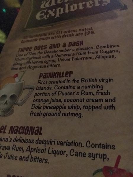 Menu at The Golden Tiki pub & bar, Las Vegas