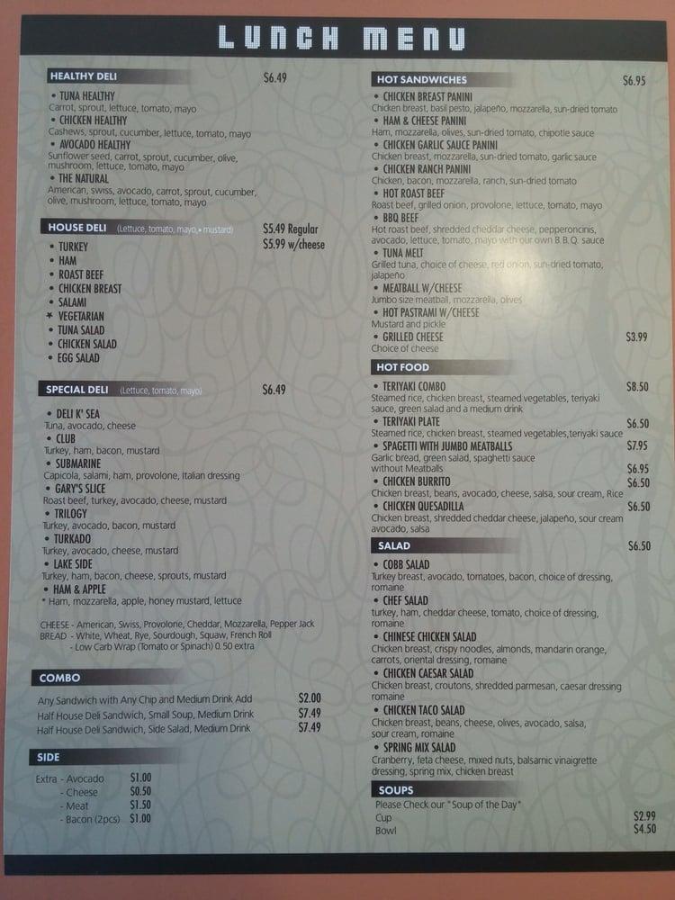 Menu at Lakeside Cafe, Santa Ana