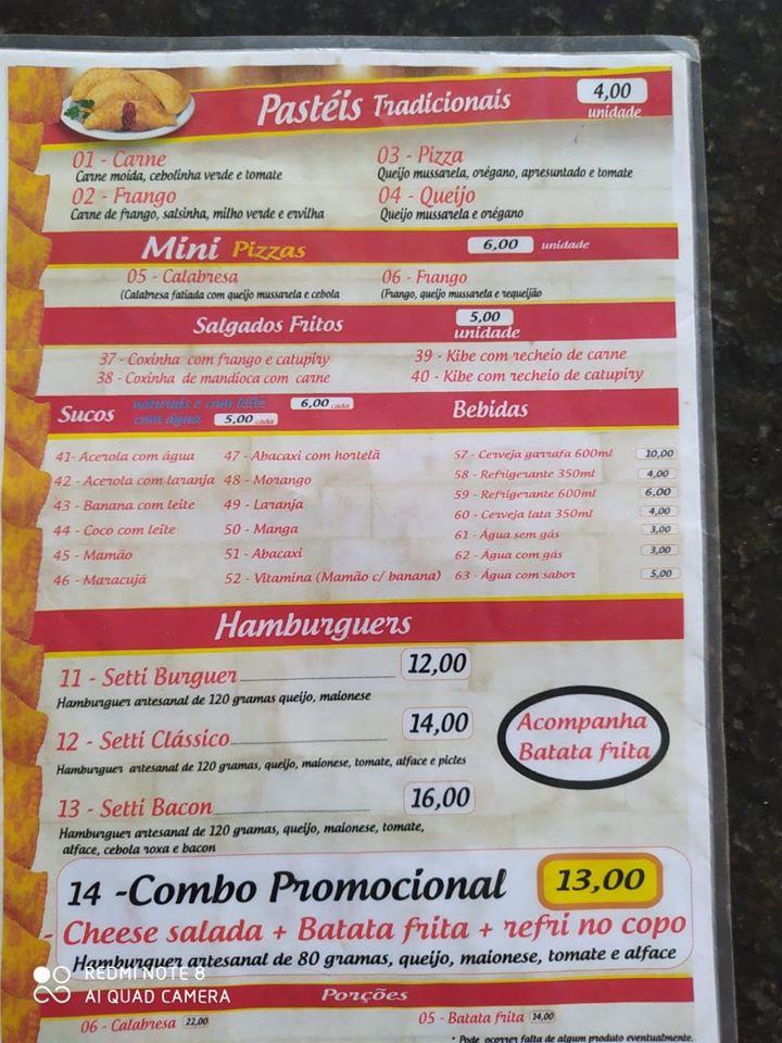 Menu at Pastel Dourado restaurant, Foz do Iguaçu, Av. República Argentina