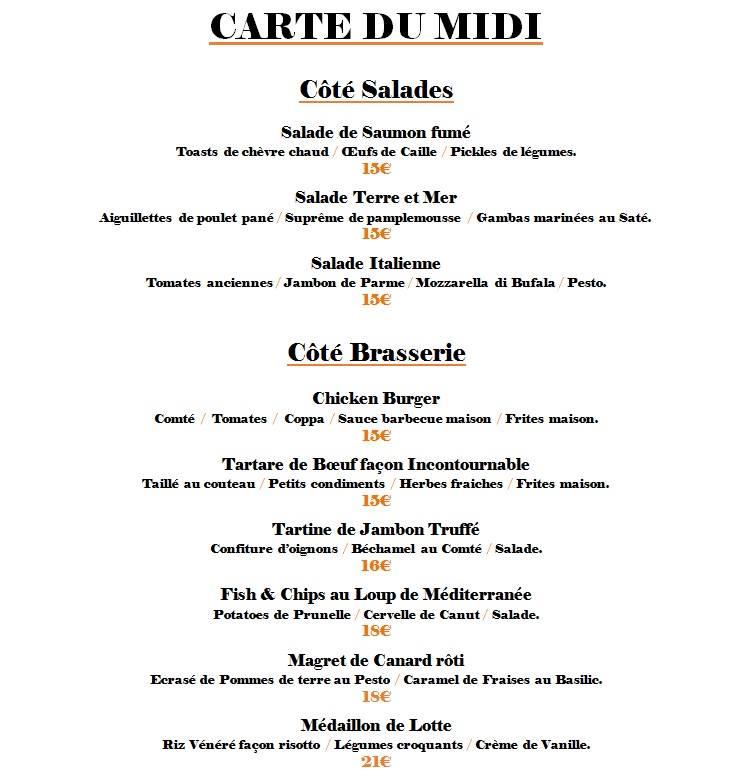 Menu au L'incontournable restaurant, Aix-en-Provence