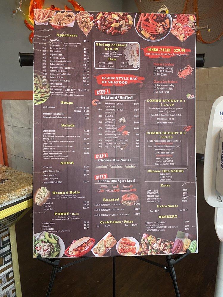 Menu at Ocean 9 Crab Cajun & Seafood restaurant, Antioch