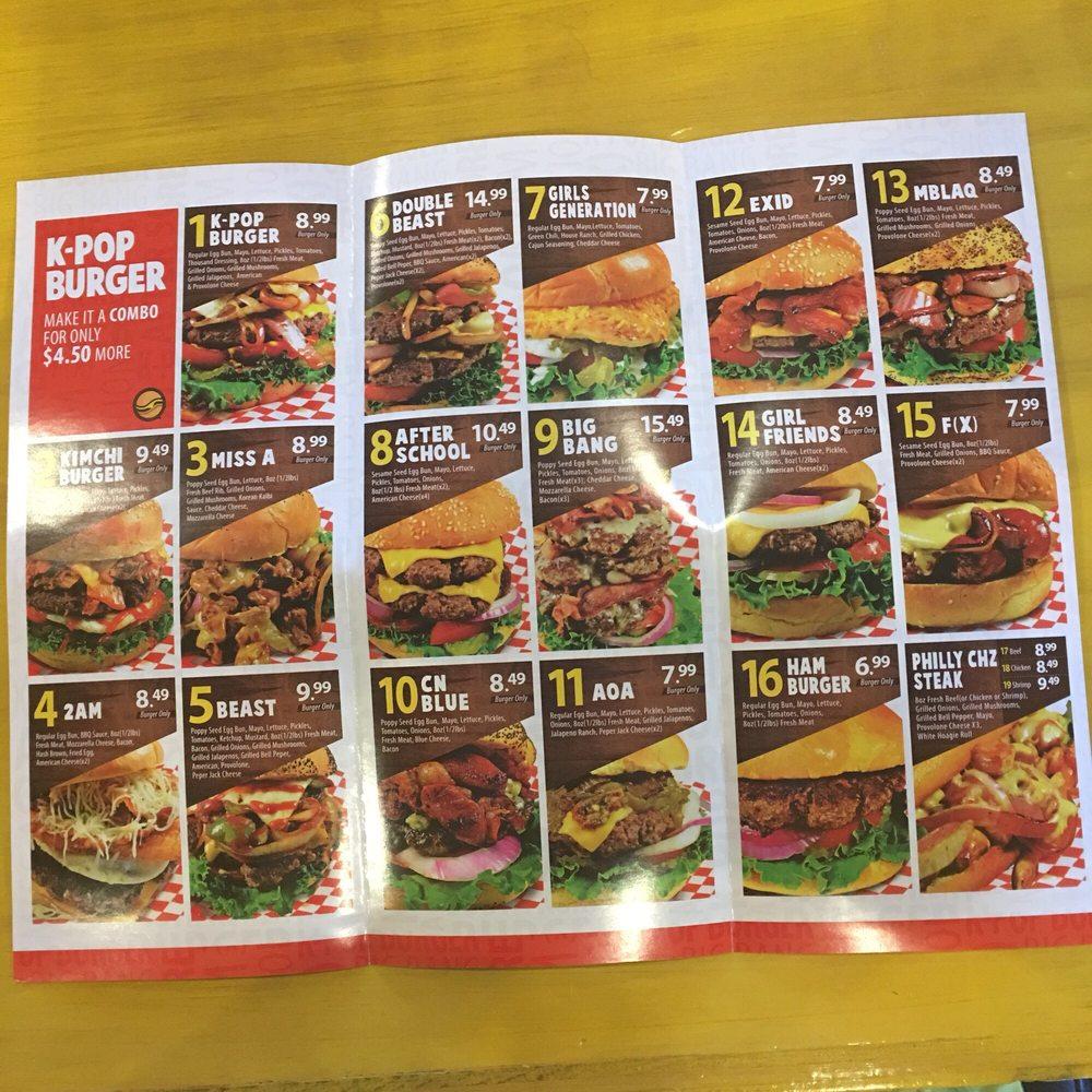 Menu at K-Pop Burger restaurant, Fort Worth