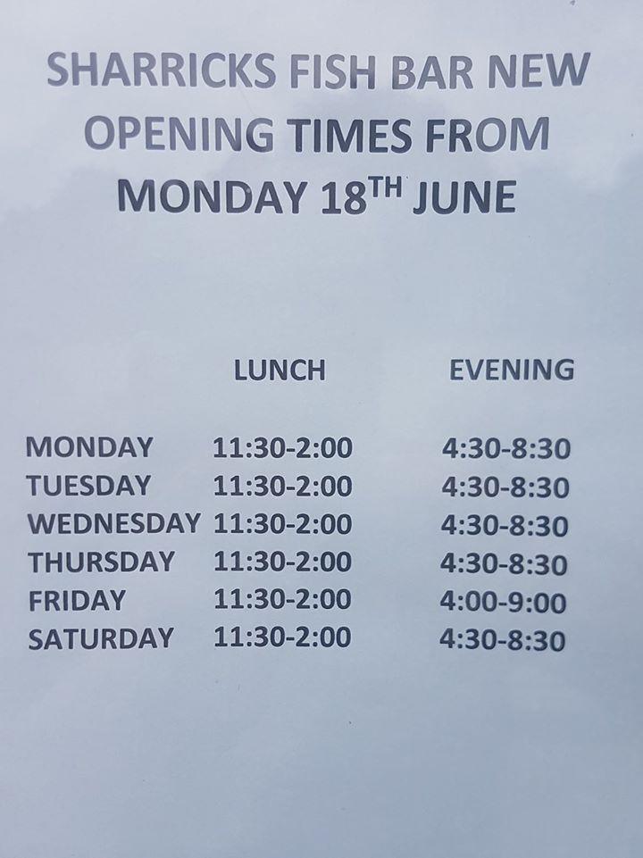 Menu at Sharricks restaurant, Long Bennington