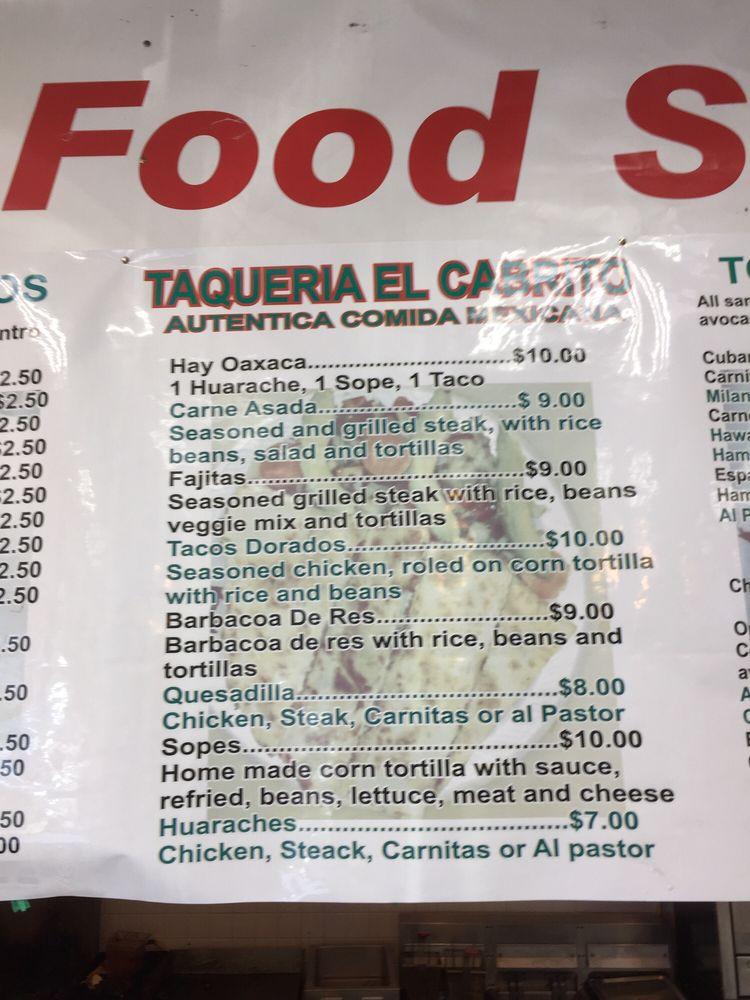 Menu at Taqueria el Cabrito restaurant, Annapolis, 317 Buschs Frontage Rd