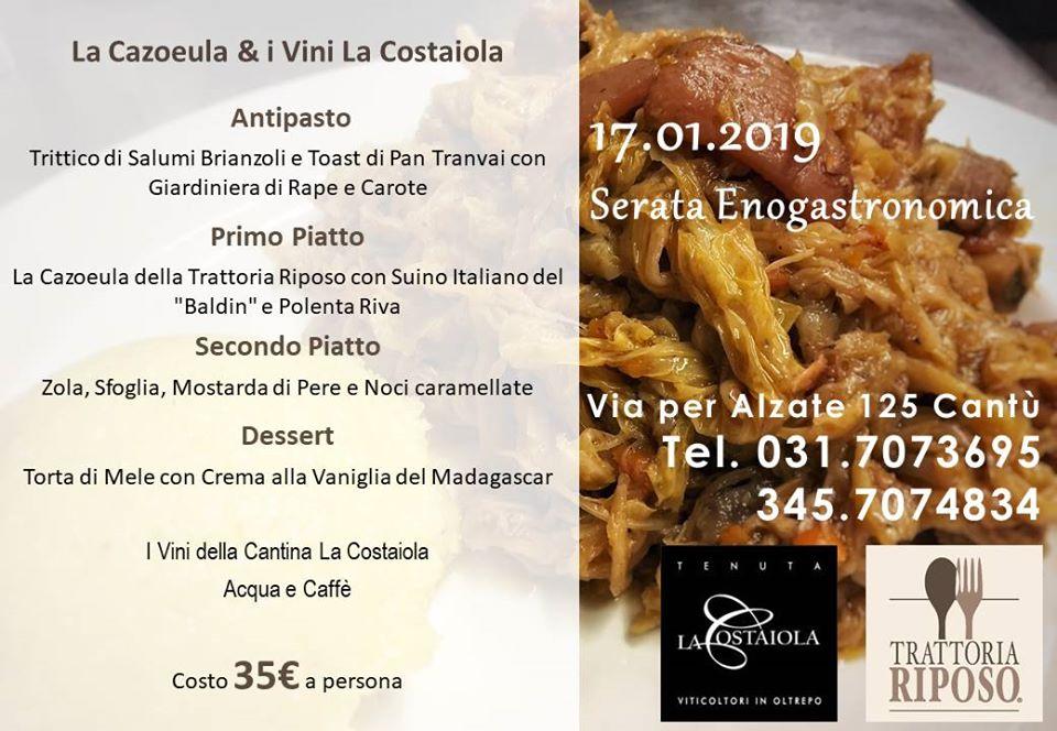 Menu da Trattoria Riposo ristorante, Cantù
