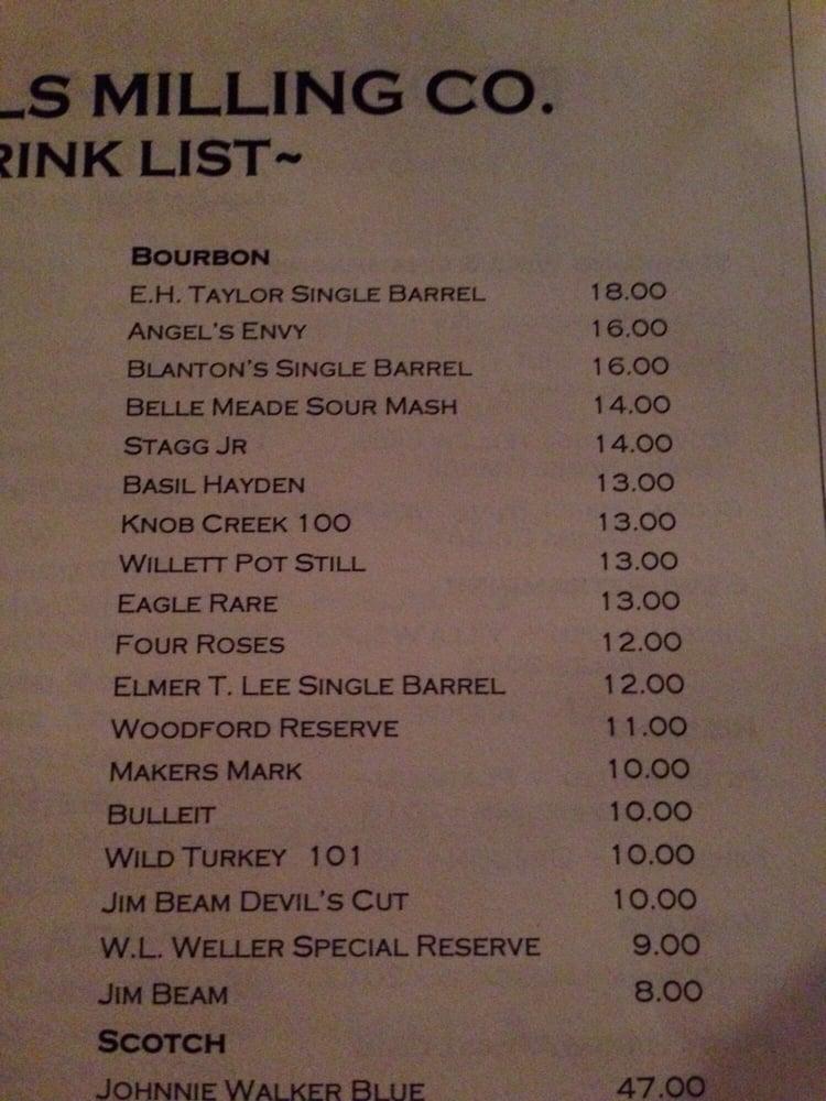 Menu at Foothills Milling Co restaurant, Maryville