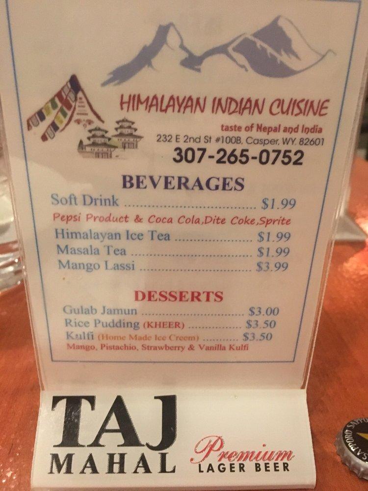 Menu at Himalayan Indian Cuisine Market Square Building restaurant, Casper