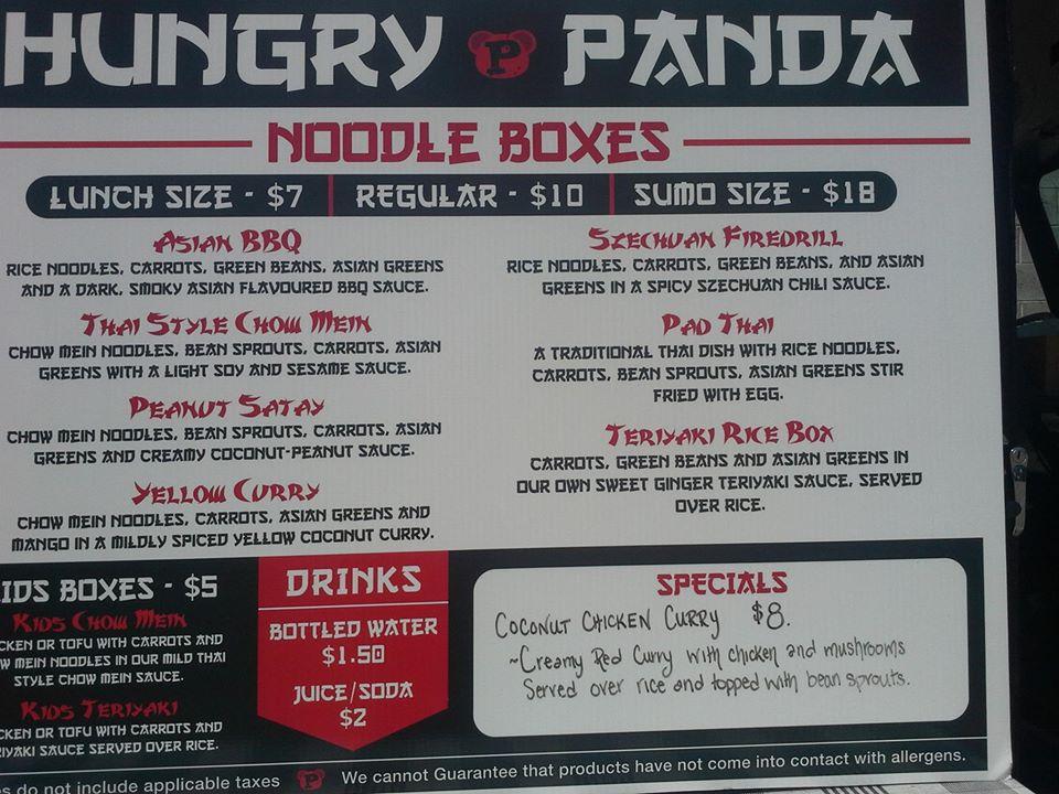 Menu at Hungry Panda restaurant, Salmon Arm