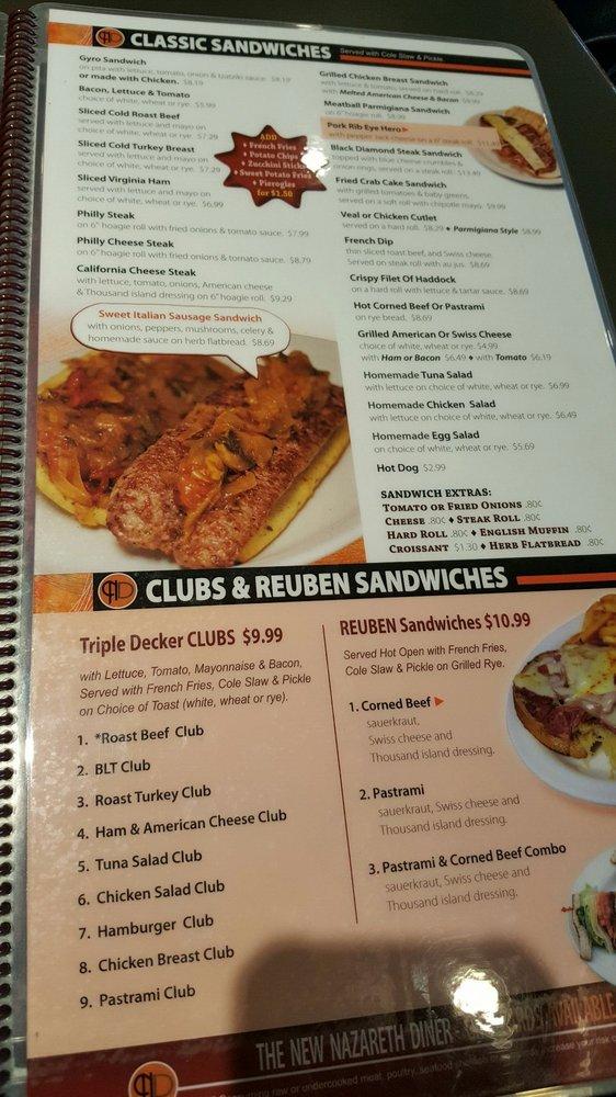 Menu at Nazareth Diner restaurant, Nazareth