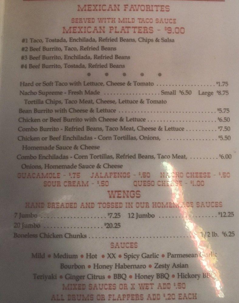 Menu at Red Mule Inn pizzeria, Eaton