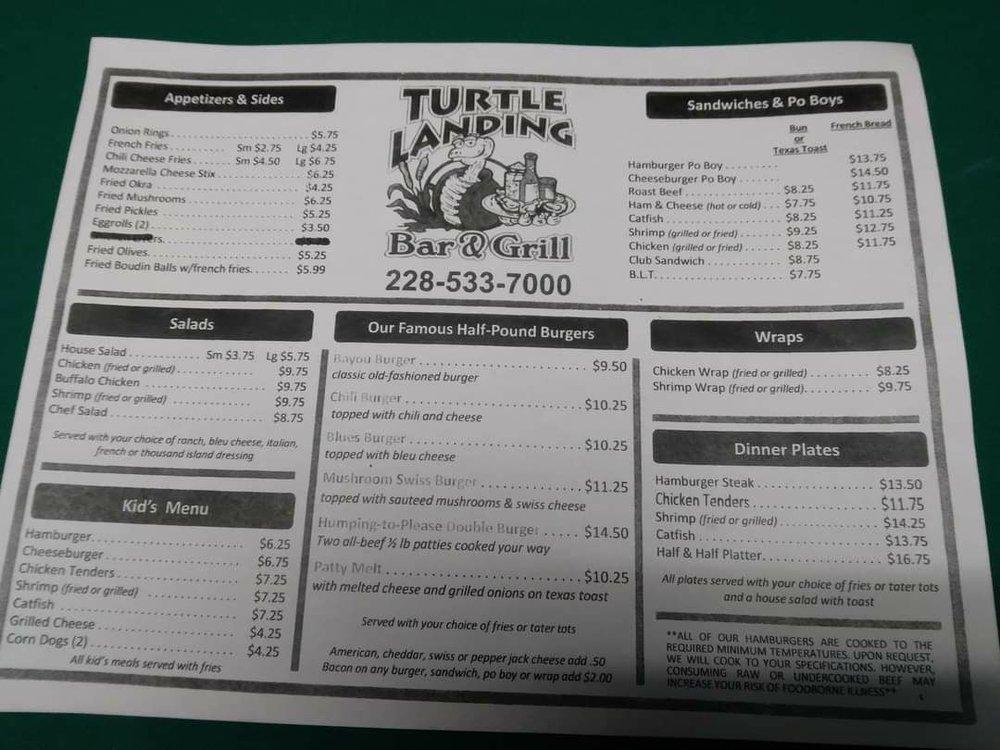Menu at Turtle Landing Bar & Grill, Pearlington