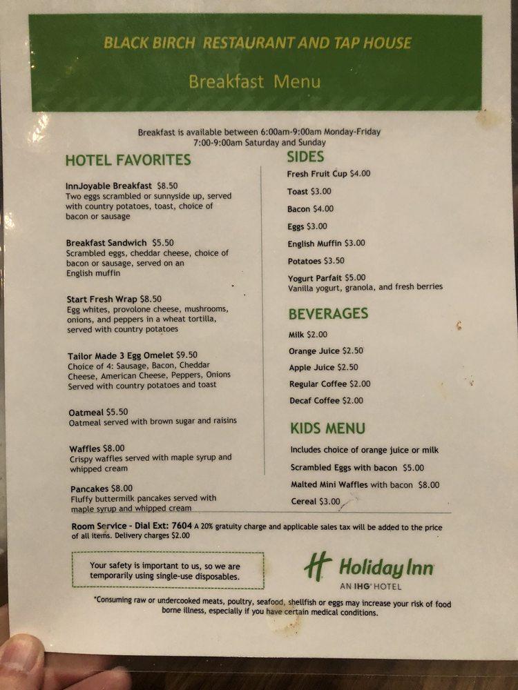 Menu at Black Birch Restaurant and Tap House, Roanoke