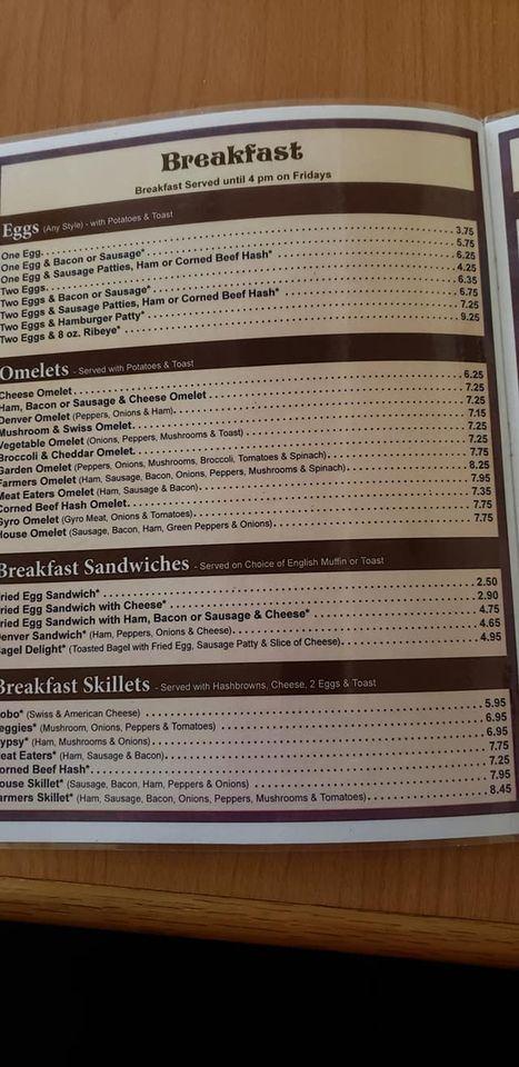 Menu at Cafe On the Park, Lake Mills