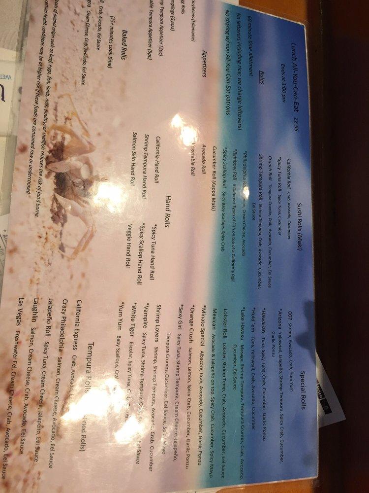 Menu at Minato Japanese & Korean Restaurant, Laughlin