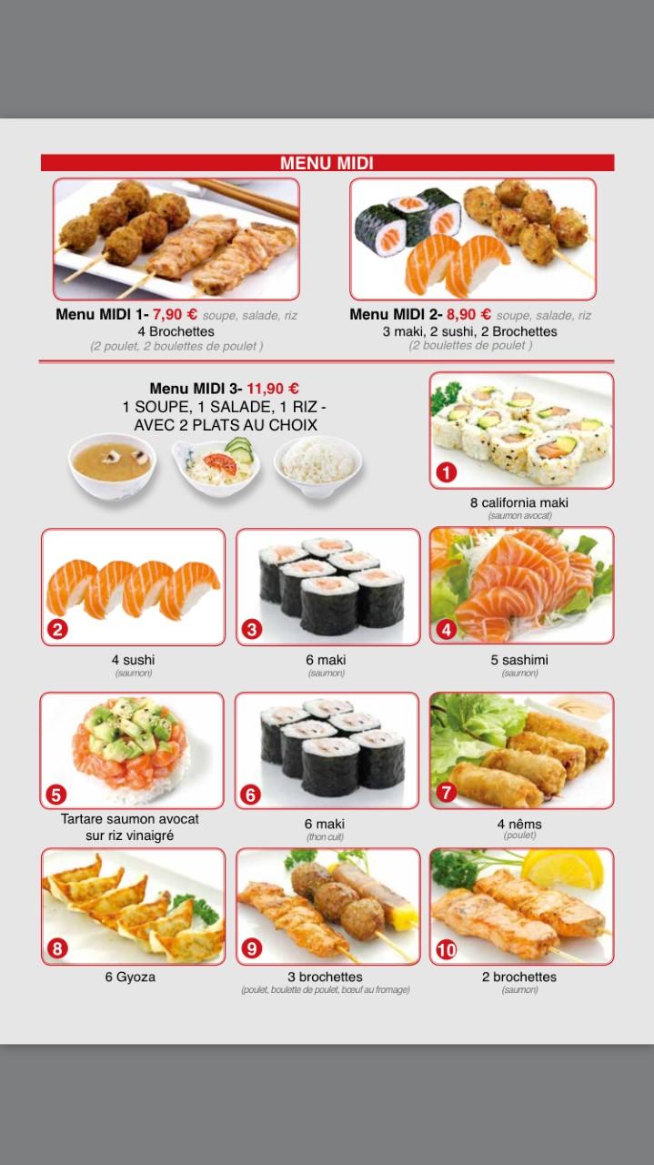 Menu at Nishi Sushi restaurant, Levallois-Perret