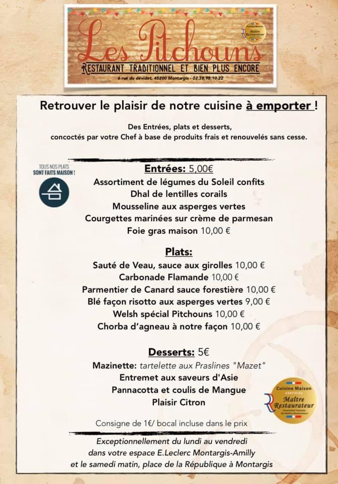 Menu at Restaurant Les Pitchouns, Montargis