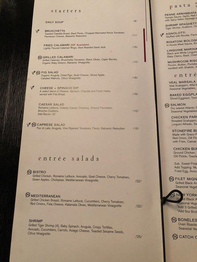Menu at Stonefire pizzeria, Richmond Hill