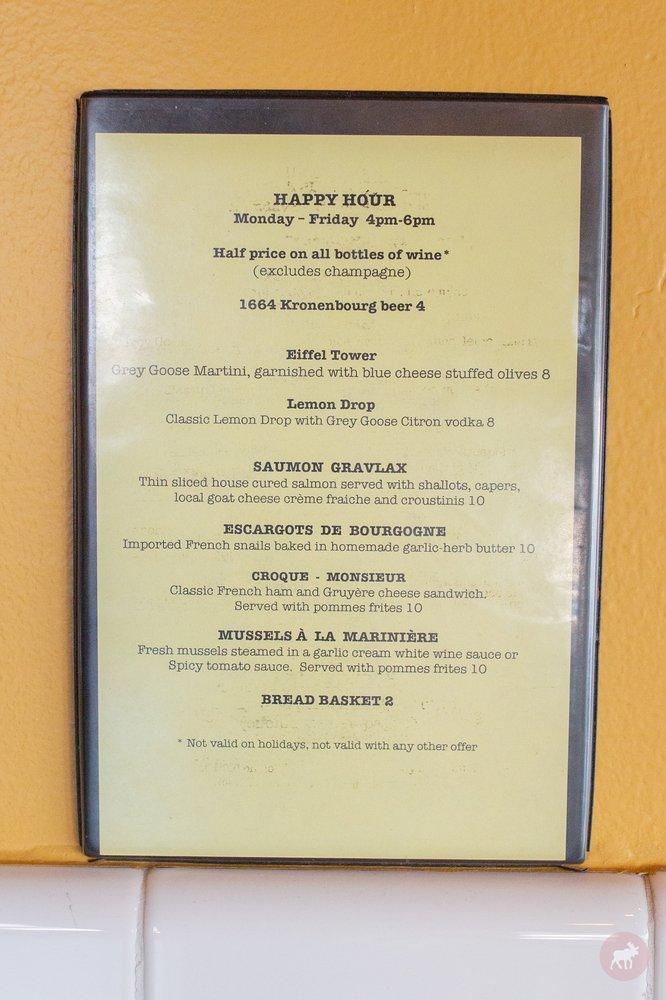 Menu at Bon Ami restaurant, Denver