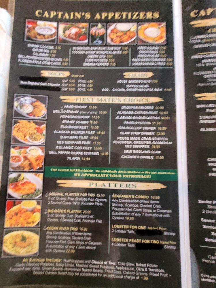 Menu at Cedar River Seafood restaurant, Inverness, 804 US Hwy 41