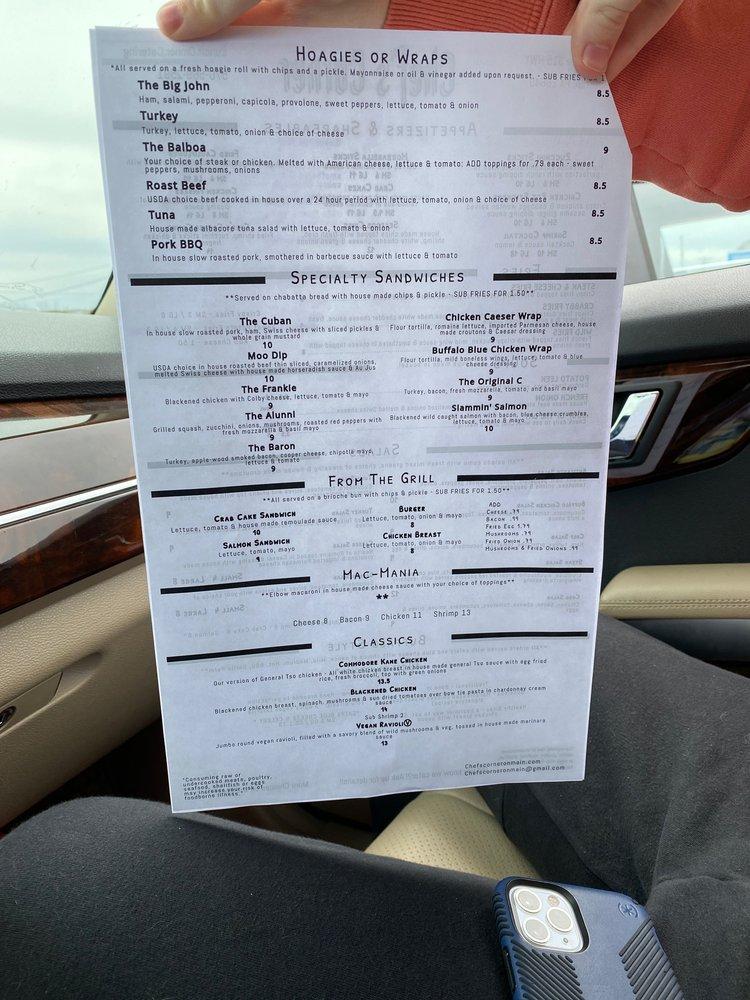 Menu at Chef's Corner restaurant, Yatesville, 320 PA-315 Suite #280