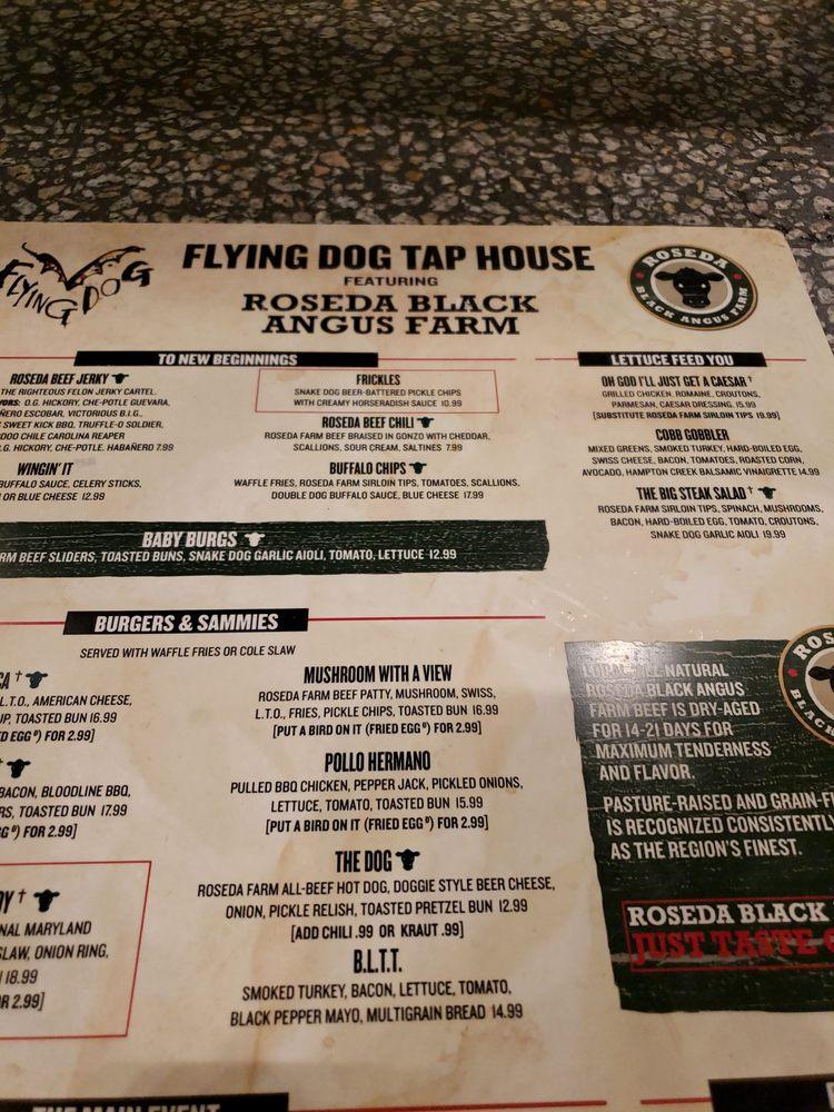 Menu at Flying Dog Tap House pub & bar, Baltimore, 7050 Friendship Rd