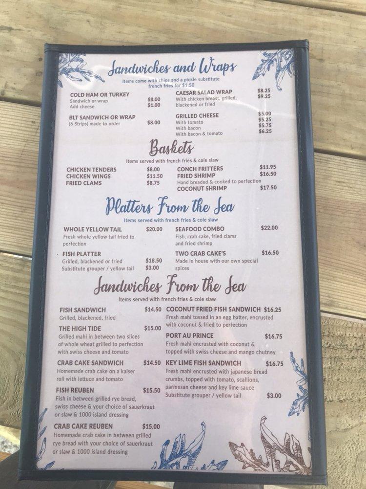 Menu at High Tide Restaurant, Key Largo