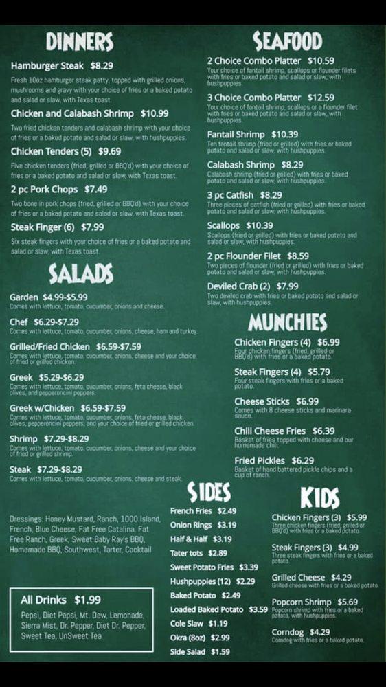 Menu at Nick Henry's Restaurant, Piedmont