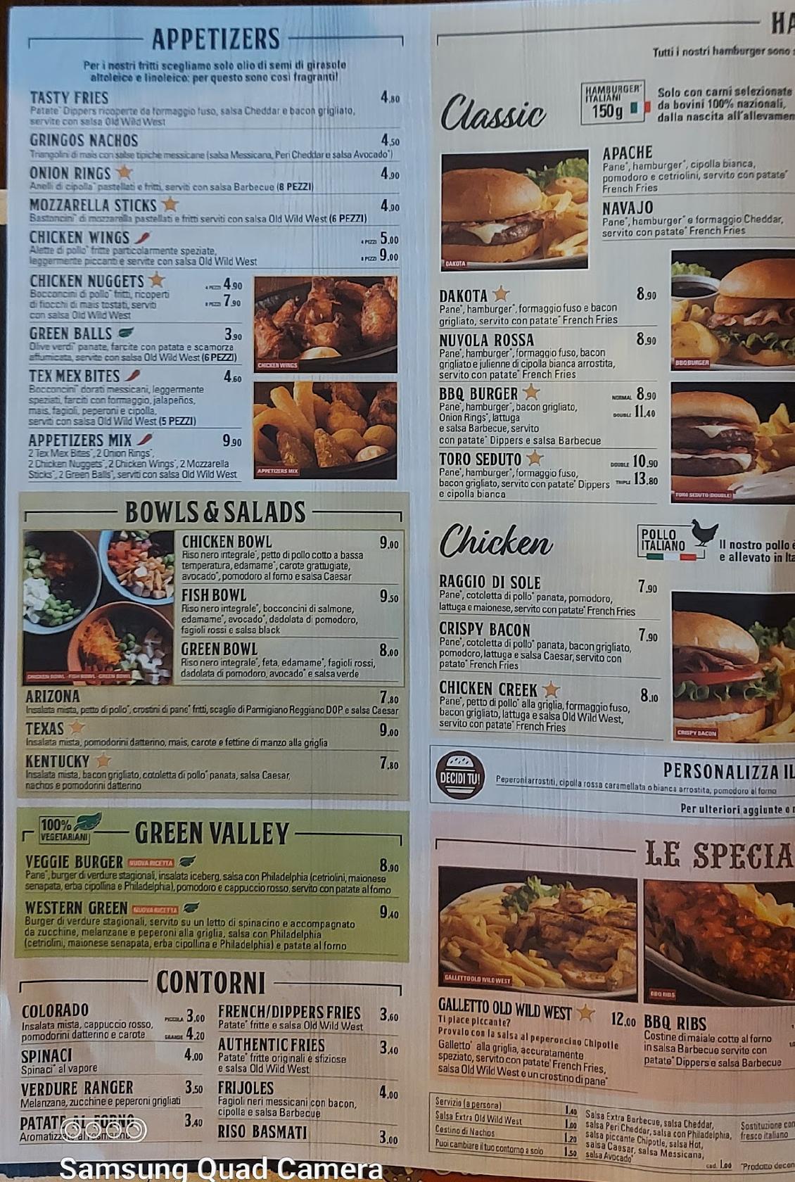 Menu at Old Wild West steakhouse, Assago, Business Park Milanofiori Nord