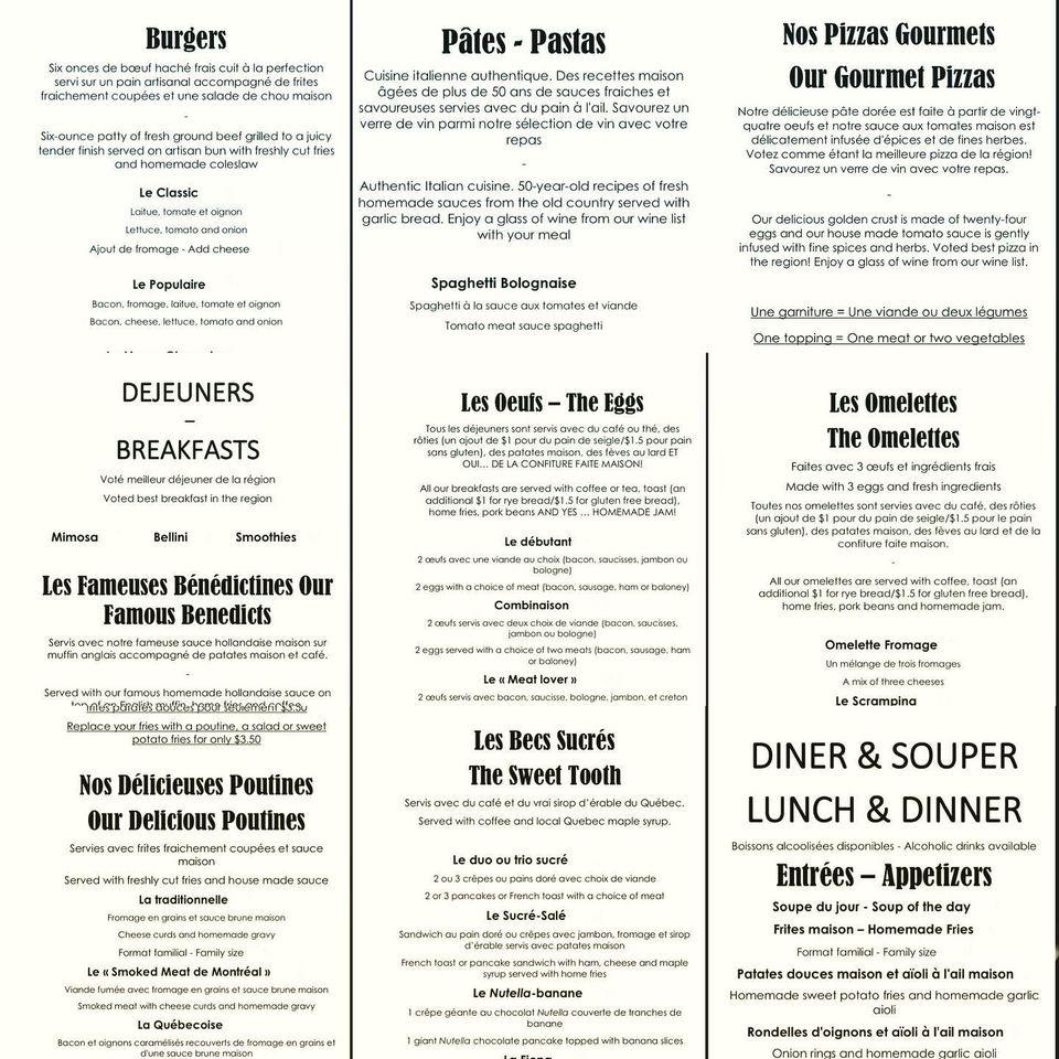 Menu at Restaurant Alpina, Gatineau