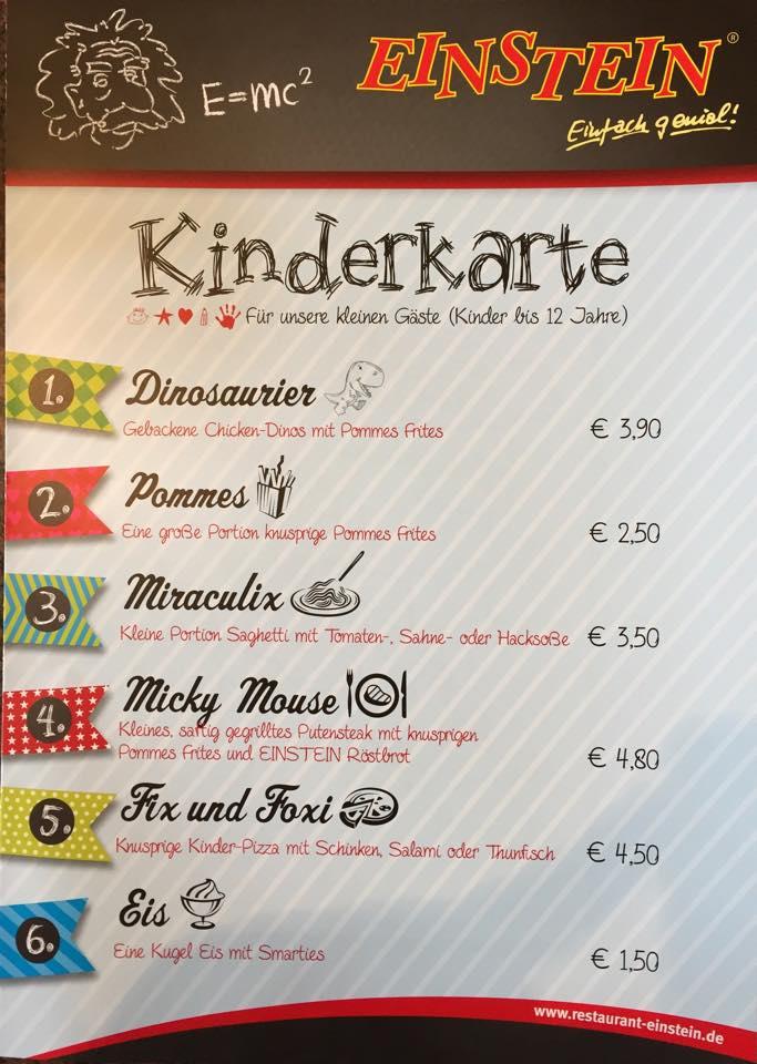 Speisekarte von Restaurant Einstein, Bad Segeberg