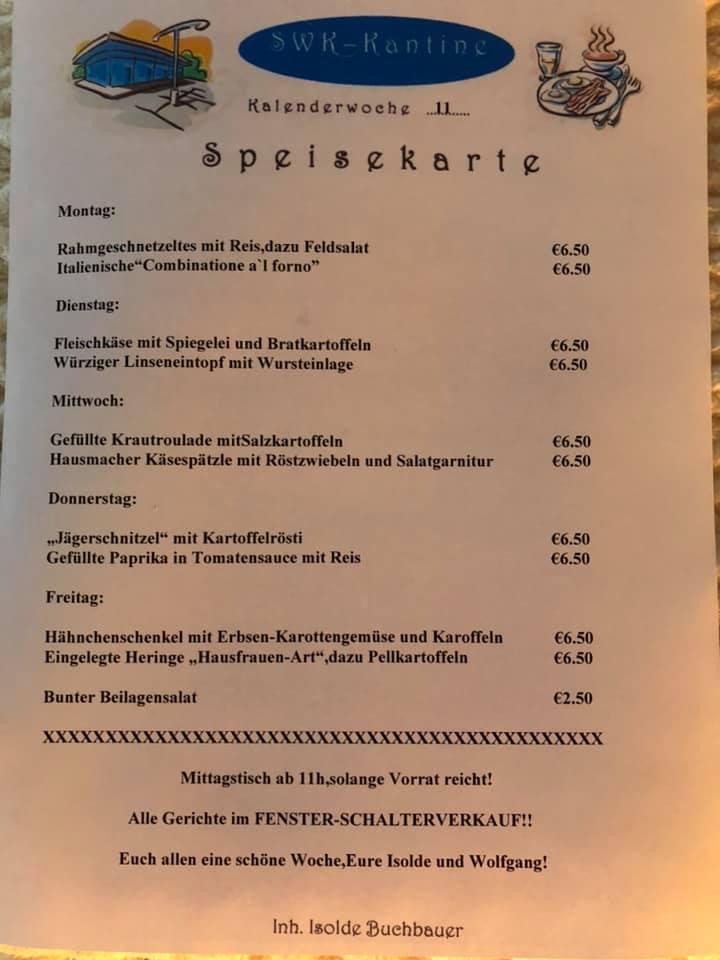 Speisekarte von SWK Kantine Kaiserslautern cafeteria, Kaiserslautern